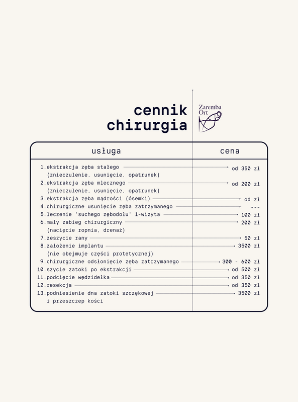 Cennik - Zaremba Ort